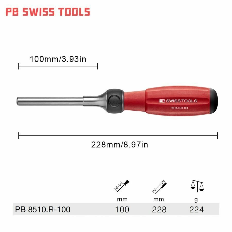 PB SWISS TOOLS, двунаправленная многофункциональная торцевая отвертка 1/4 дюйма с магнитной трещоточной рукояткой , PB 8510. R-100