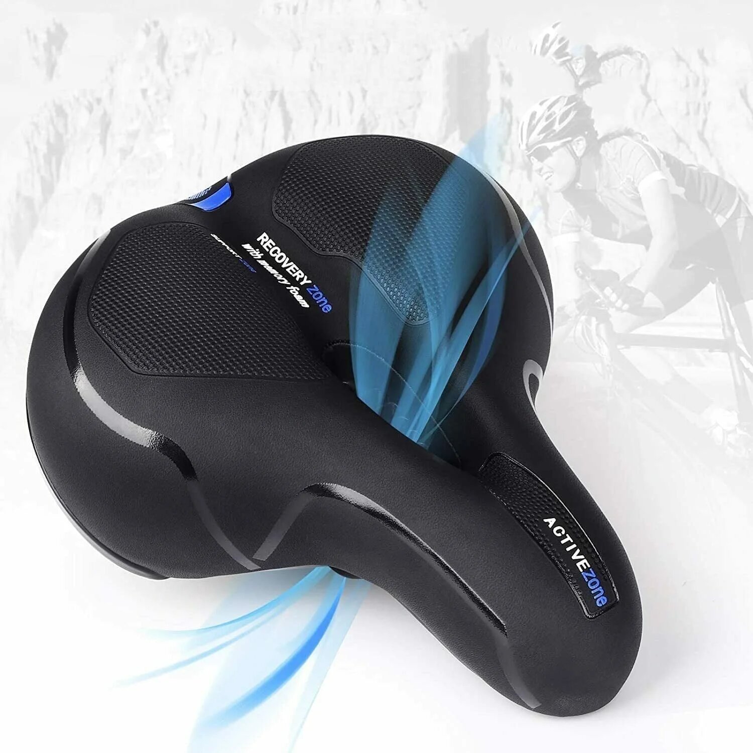 Мужское и женское комфортное велосипедное седло 9,8 x 7,9 x 3,5 дюйма, материал ПУ, двойное амортизирующее сферическое в