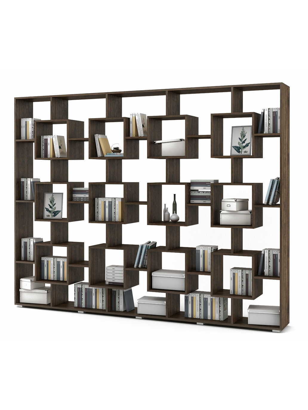 Стеллаж деревянный для книг, документов и игрушек "Квадро 4", открытый, современный стиль, 243,2x28х190,2 см