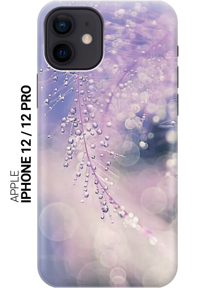 Силиконовый чехол на Apple iPhone 12 / 12 Pro / Эпл Айфон 12 / 12 Про с рисунком "Ветка в капельках"