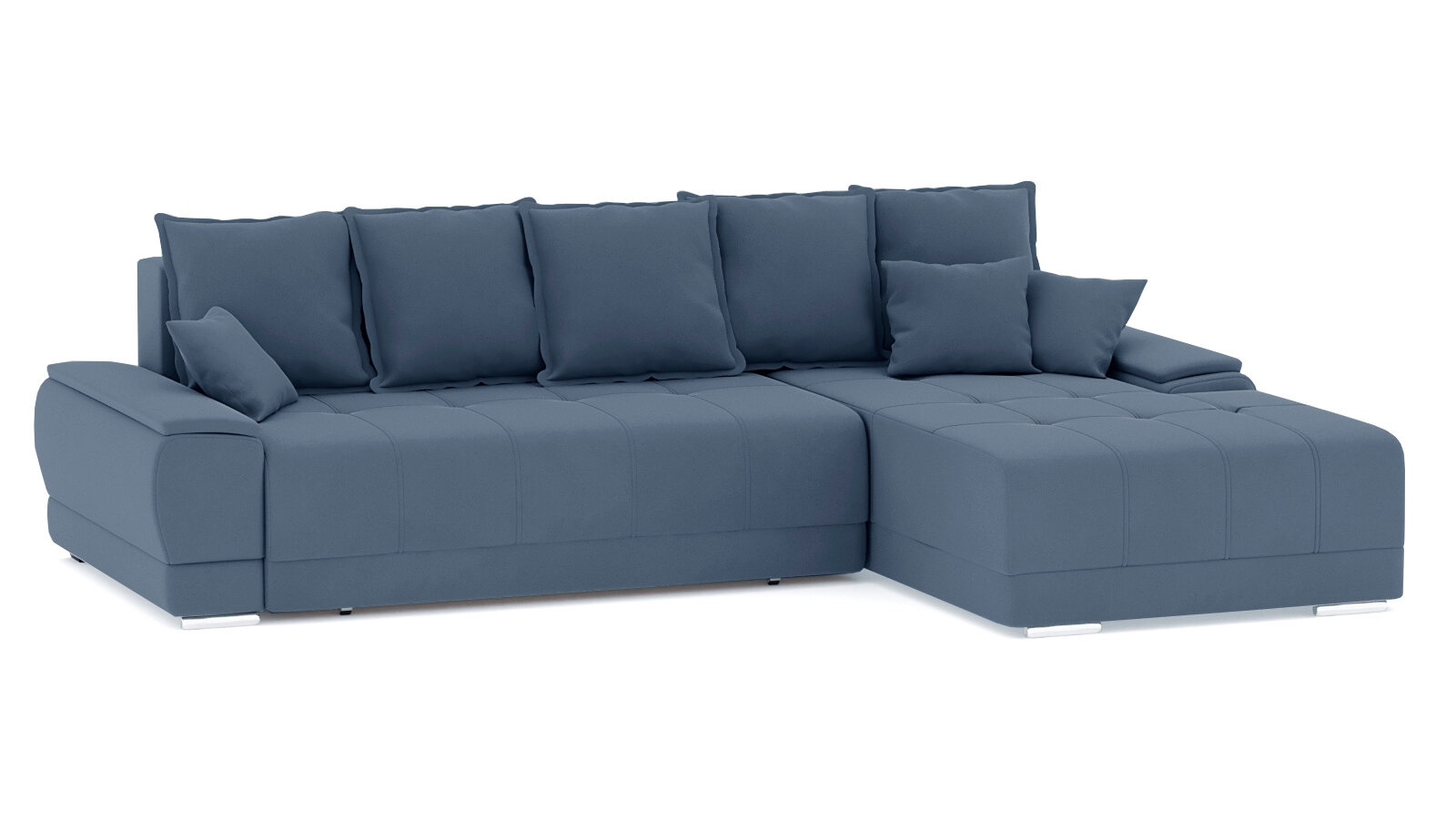 Диван угловой DiHall Nordviks Дарк Блю, раскладной, велюр, 87x285х190 см