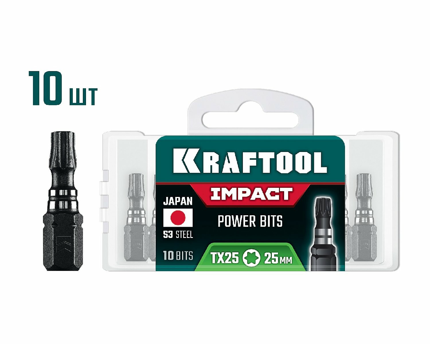 KRAFTOOL Impact TX 25, 25 мм, 10 шт, ударные биты (26195-25-25-S10) (26195-25-25-S10)