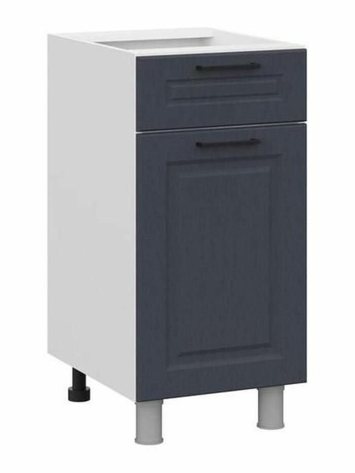 Кухонный модуль напольный, стол Шервуд с ящиками, с полками, с доводчиками, 40х50.6х82.4 см, Белый / Шато индиго