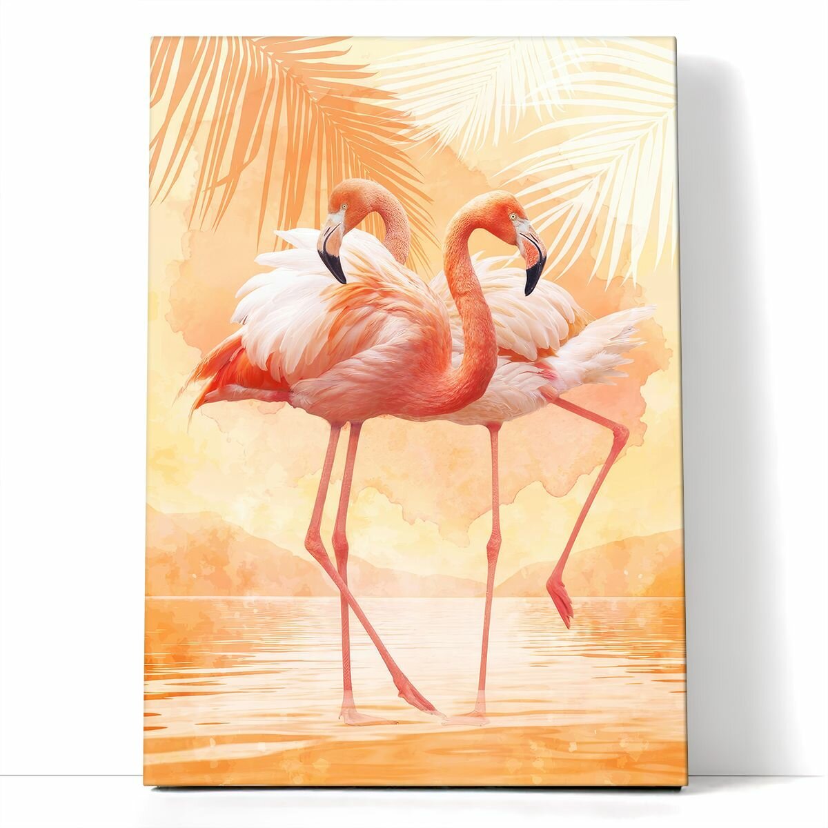 Интерьерная картина на хлопковом холсте/Розовые фламинго