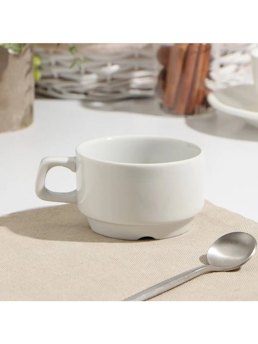 Чашка фарфорвая «Белая», 170 мл, d=8,3 см, штабелируемая