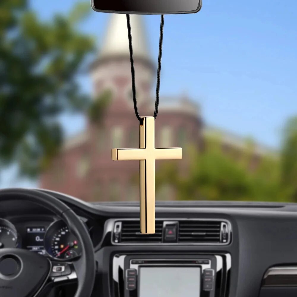 Подвеска для автомобиля, металлическая подвеска для зеркала заднего вида с крестом Иисусом Gold