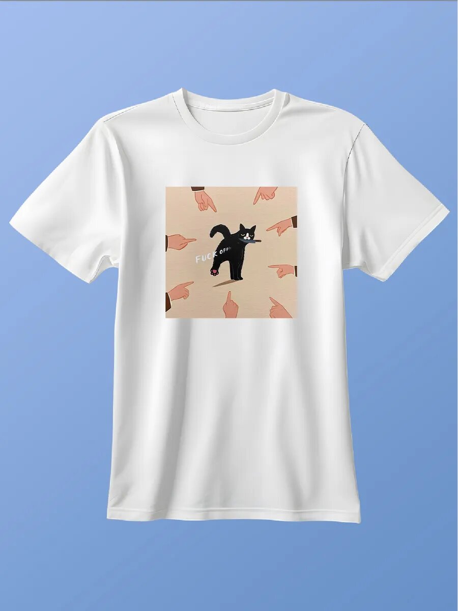 Футболка кот с ножем
