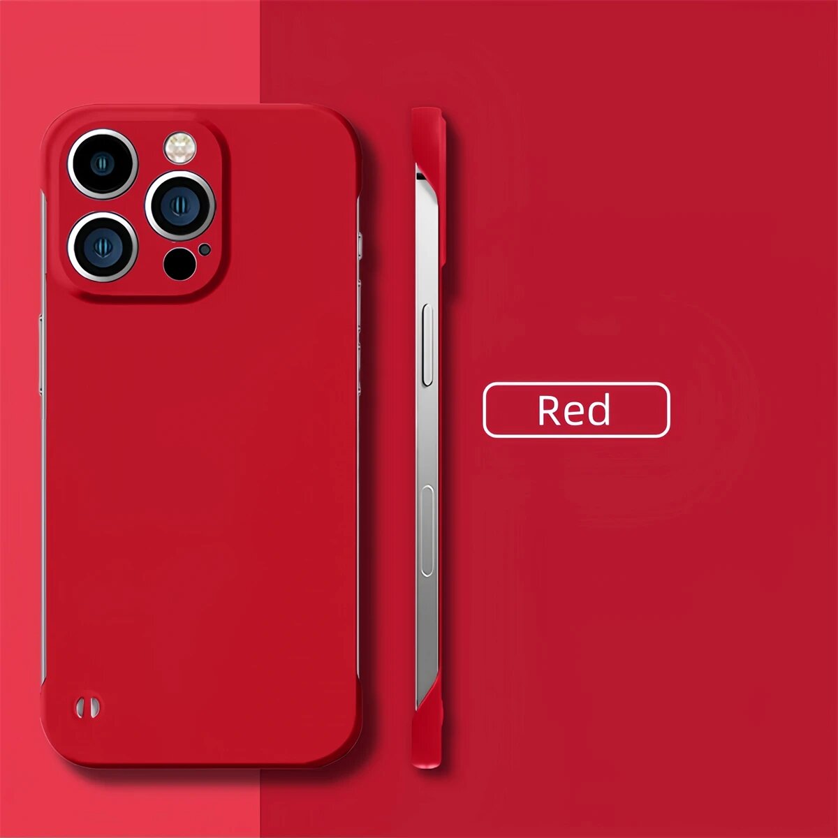 Красный чехол для iPhone 13, матовый, без рамки