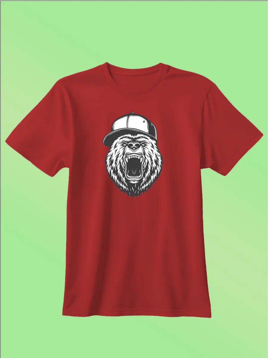 Футболка медведь в кепке