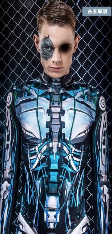 Костюм робота панк скелета Zentai М, E