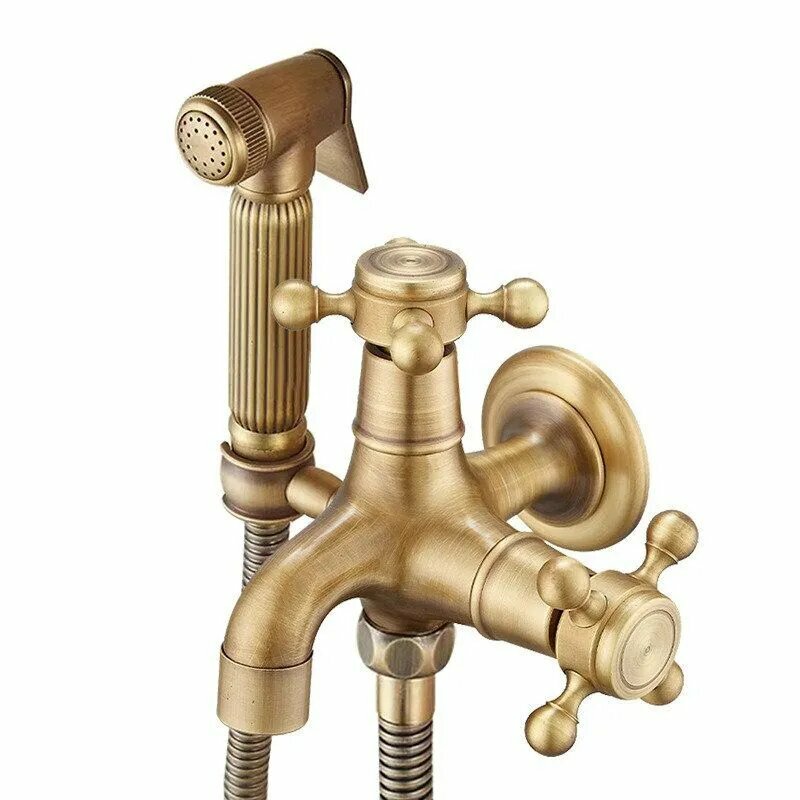 Кран для ванны с латунной ручкой