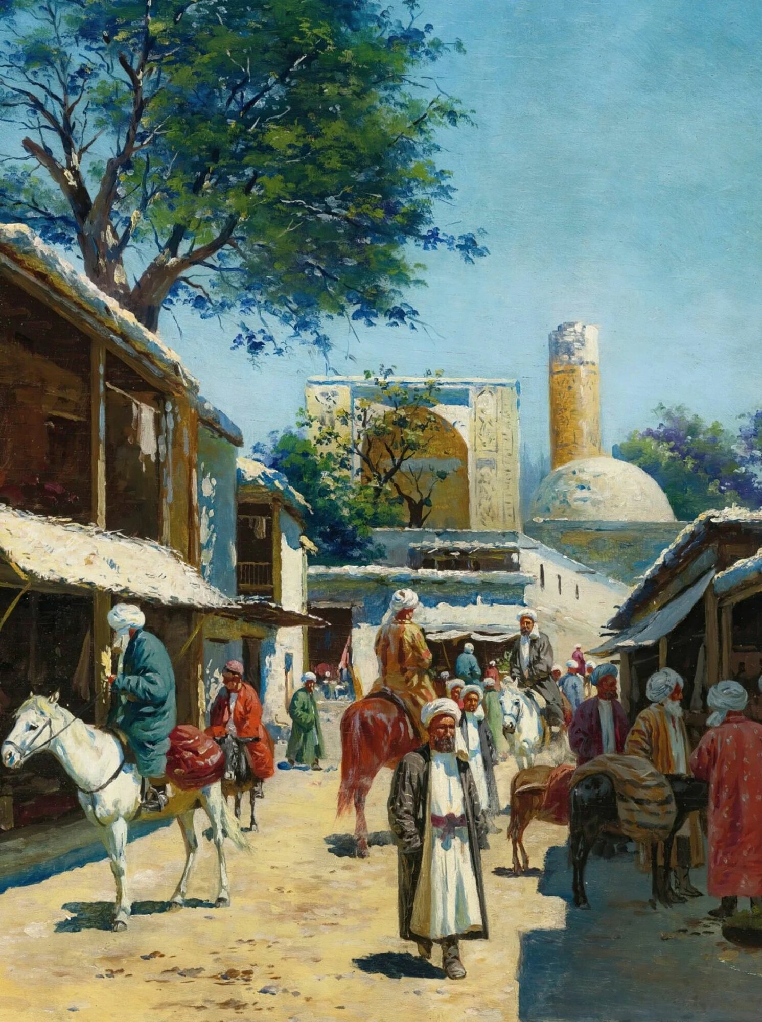 Алмазная картина "Классическая арабская жизненная сцена" алмазная огранка 40х50 см,40X50CM, белый