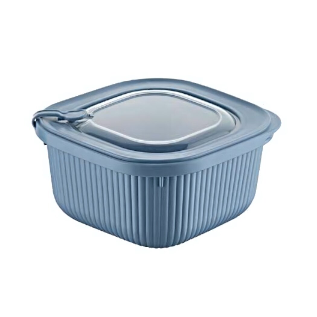 Контейнер вакуумный для СВЧ 600мл, рифленый, разноцветный принт, крышка с клапаном