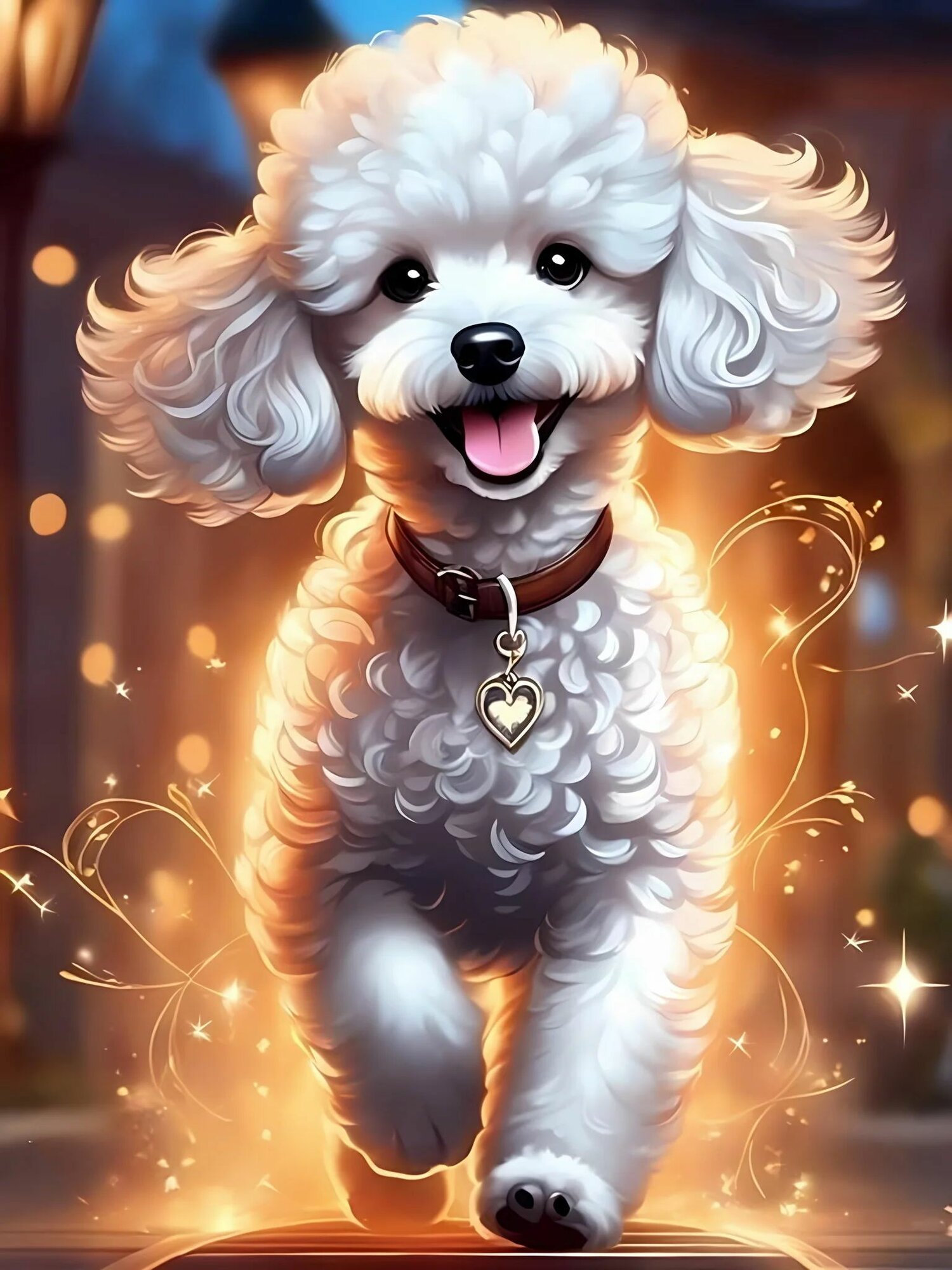 Алмазная картина "Пудель" алмазная огранка 40х50 см,40X50CM, белый