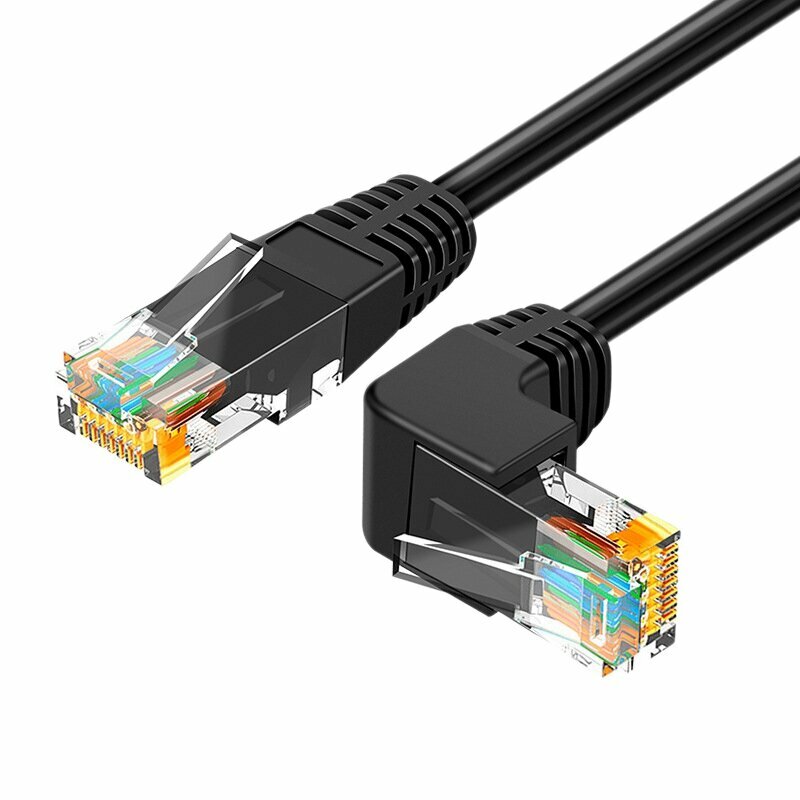 Кабель CE-LINK 26AWG CAT6 UTP, боковой угловой, L-образный, соединительный шнур, Ethernet-кабель Gigabit CAT6, изгиб вниз, длина 2 метра
