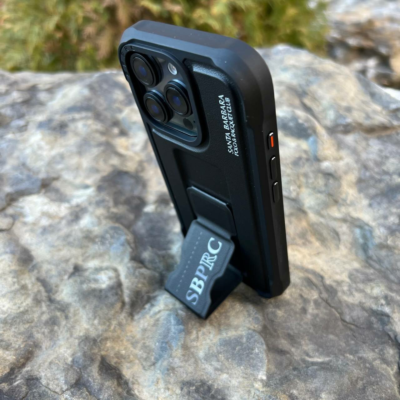 Чехол для iPhone 16 Pro Maх Santa Barbara, с трансформацией в подставку / противоударный, черный