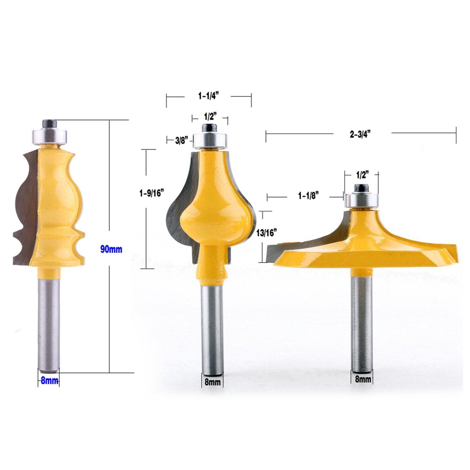 SRIWEN 2020 3 шт. аксессуаров: 1 шт. 1 шт. 8 мм хвостовик фрезы для молдинга обрезка дерева фреза для столярных работ фреза электроинструмент и 2 шт. 8 мм хвостовик фрезы для поручней набор