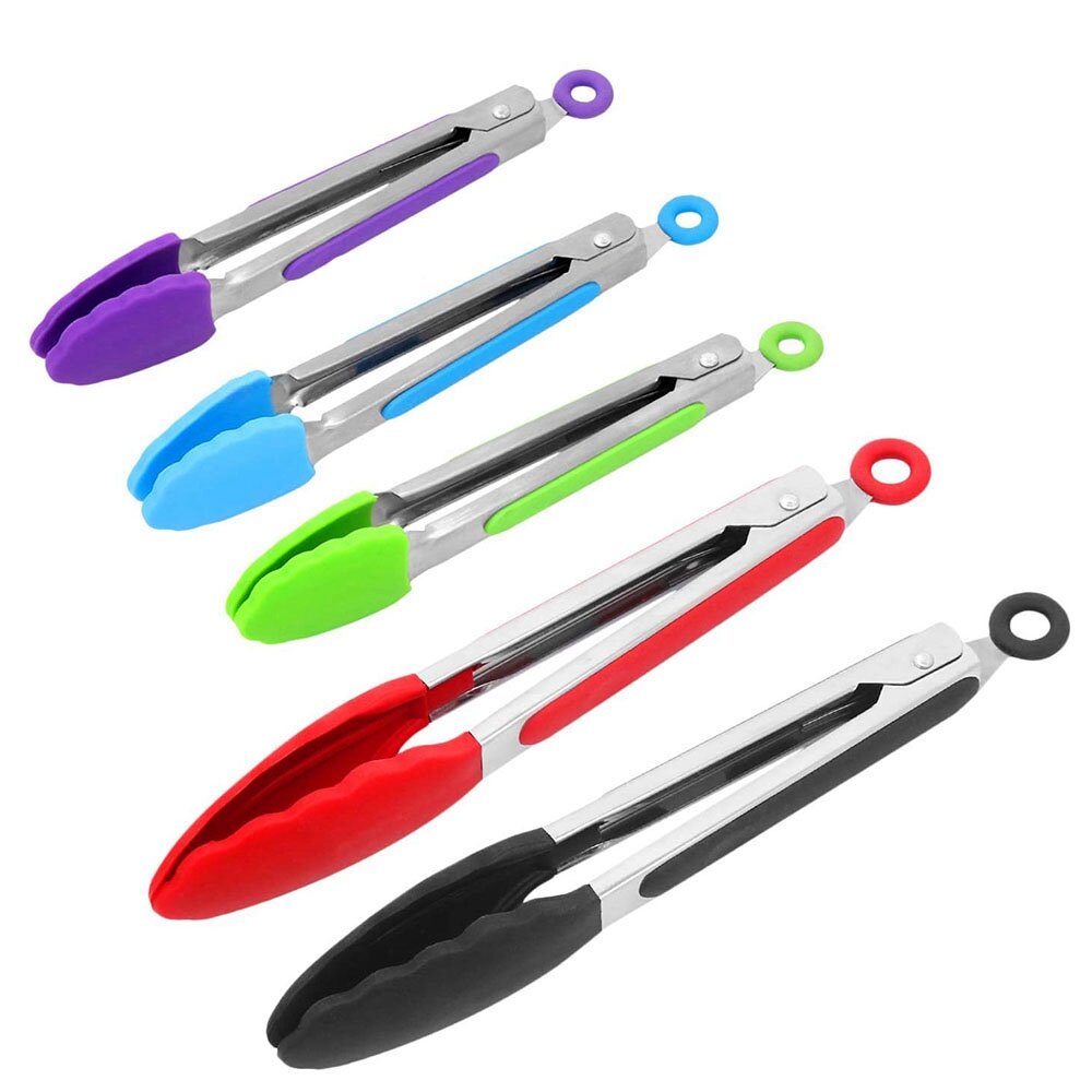 Шт. силиконовые кухонные щипцы, прочные многоцветные силиконовые щипцы для приготовления пищи из нержавеющей стали разных размеров с силиконовой палочкой