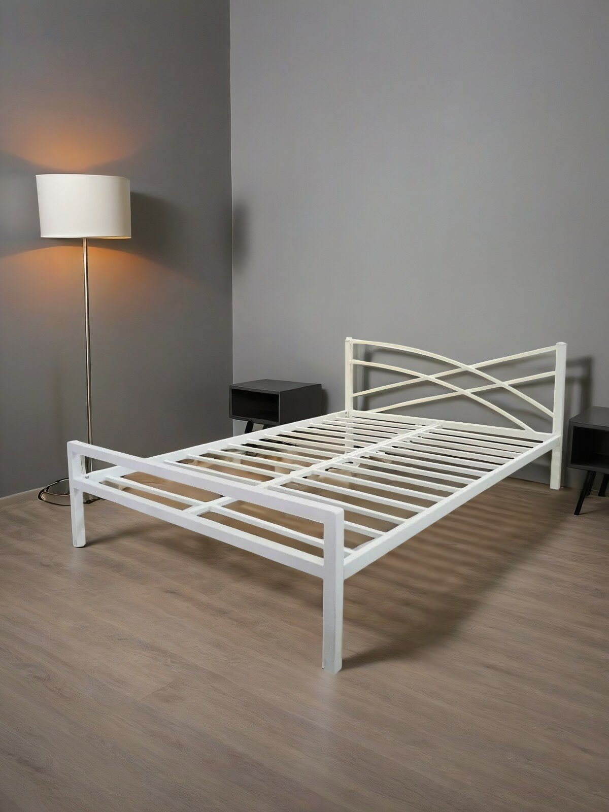 Кровать Loft Mebel "Глория", металлическая, белая, 140 см x 200 см