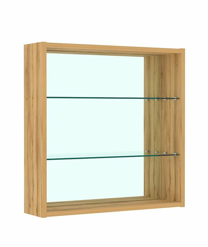 Витрина настенная №1-2Г открытая с зеркалом, Дуб Золотистый. Производитель товара - компания ТОБ.