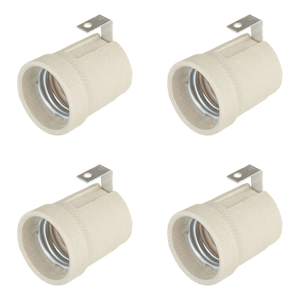 Патрон для лампы E27 NLH-CL-H-E27 керамический 880 Вт IP20 с держателем (71619) (4 шт.)