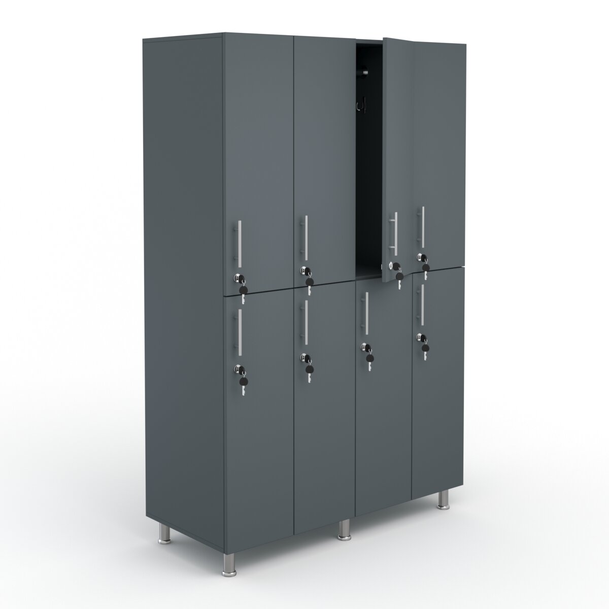 Шкаф для раздевалок 4-секционный 8ми-местный, Темно-Серый. Производитель товара - компания Westcom.