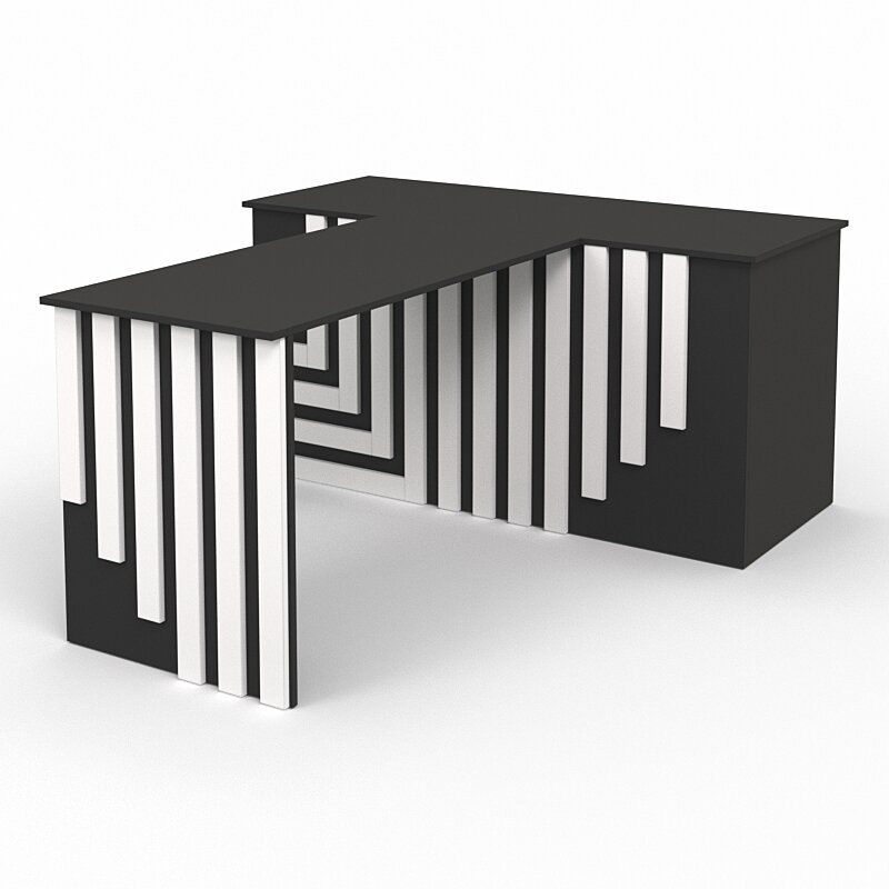 Стол руководителя №12 с приставкой брифингом, Черный и Белый. Производитель товара - компания Westcom.