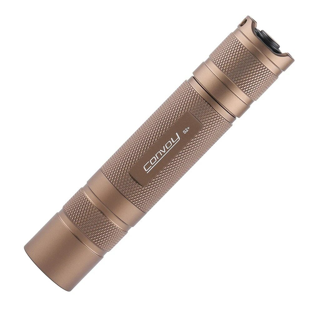 Фонарь Convoy S2+ (XPL HI U6-3A, 5000K, 7135x8, 1x18650, 118x24мм, 76г, цвет "desert tan", SMO, без АКБ)