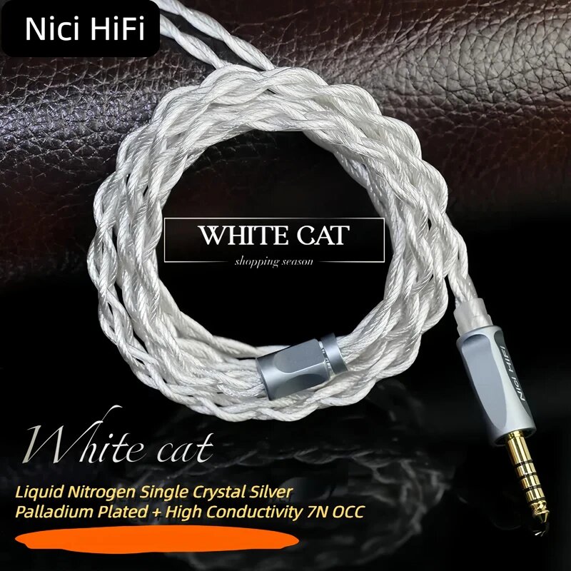 Кабель для наушников Nici HiFi-17 0,78 2pin/mmcx/ie900/HD800 белый 1,25 м 3.5mm 0.78 2pin