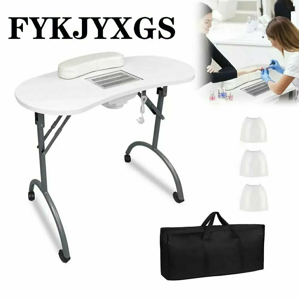 Переносной маникюрный стол с пылесосом, белый, складной, 90 см x 44 см x 75 см