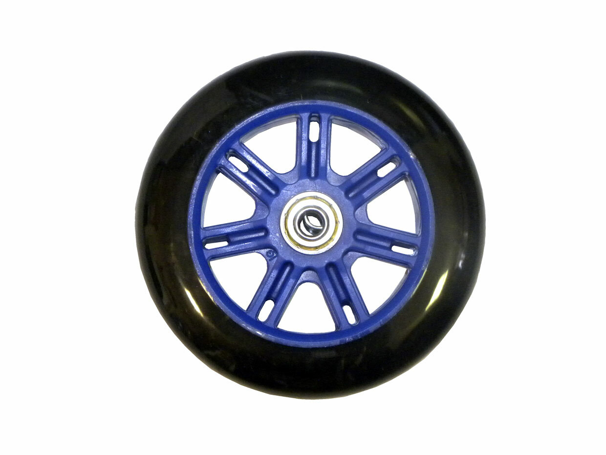 Колесо для самоката с подшипниками Explore 123мм (1шт). Черный / синий.