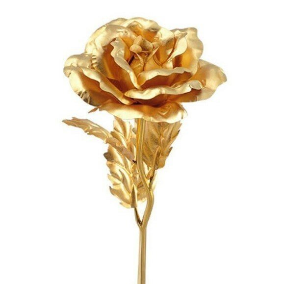 Подарочная коробка "Золотая роза", 24 карата, большая, крышка из розового стекла