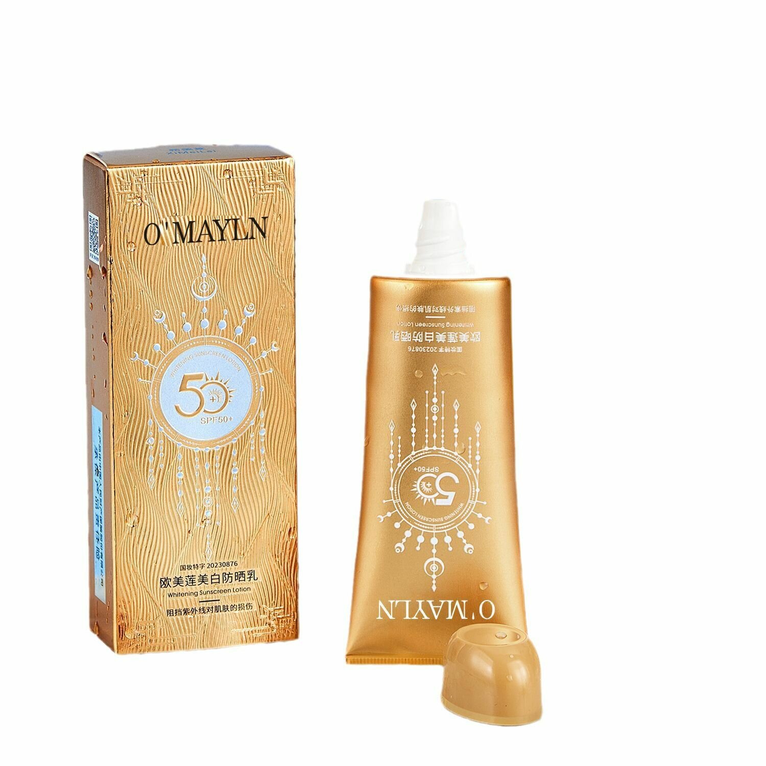 Европейская и американская лосьон для загара Lotus Whitening, золотая бутылка, солнцезащитный крем SPF50+, освежающий, увлажняющий, для активного отдыха, крем с высоким SPF, защита от УФ-лучей