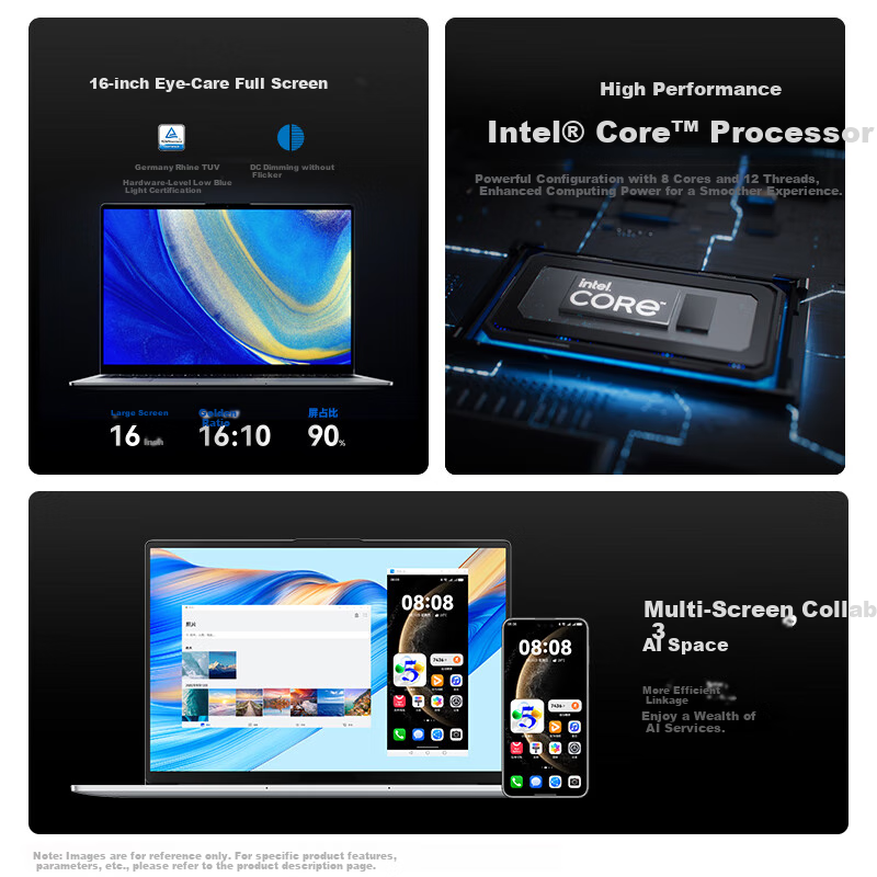 Ноутбук WIKO Hi MateBook D 16 Huawei Smart Notebook Computer High Performance Cool Core Processor Eye Protection Large Screen Core 5 16G 1T Deep Space Gray