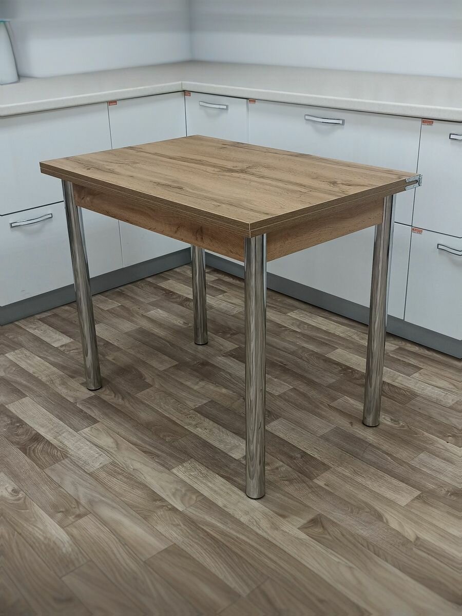 Стол обеденный поворотно-раскладной книжка Дуб Ватан опора хром