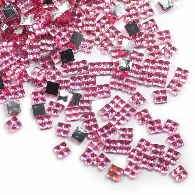 Стразы Hisenlee квадратные 4x4 мм 28 цветов 1000 шт Розовый, Pink