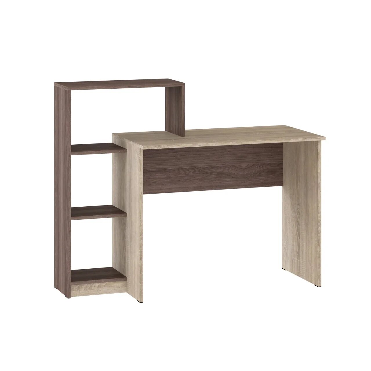 Стол компьютерный с полками «Квартет-2» ЛДСП (Ясень темный/Дуб сонома) 125х50х102