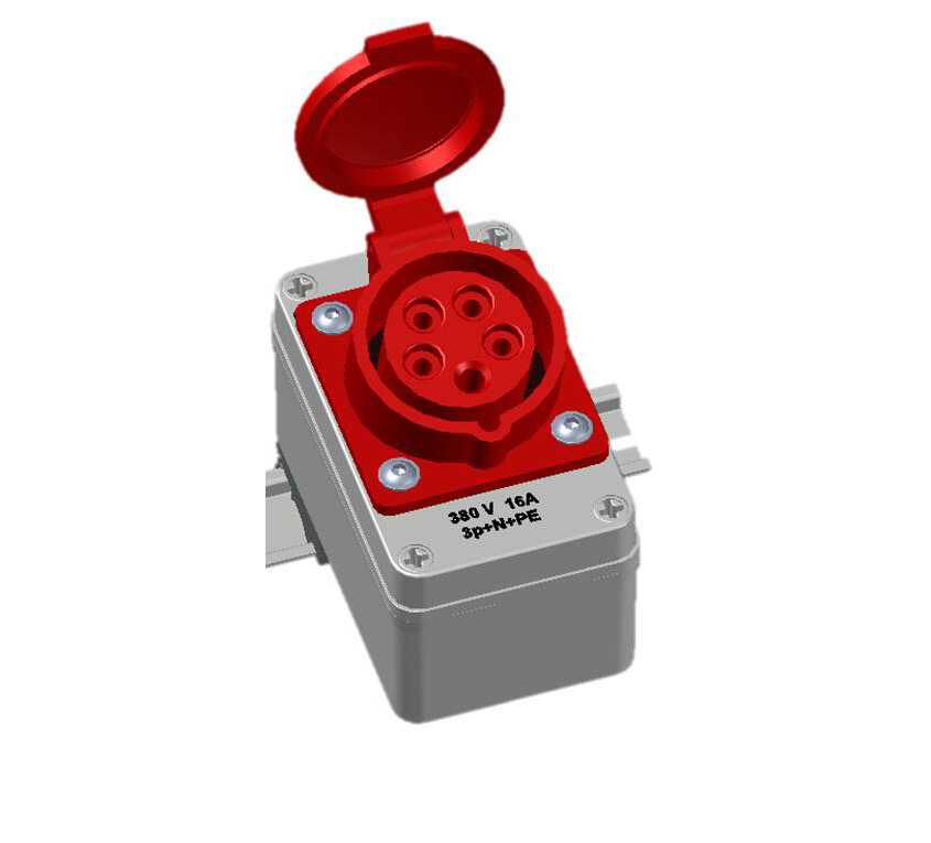 CPRO-ROZ-54DIN-415 Розетка CEE 16А 380В 3P+N+PE 6h на DIN-рейку