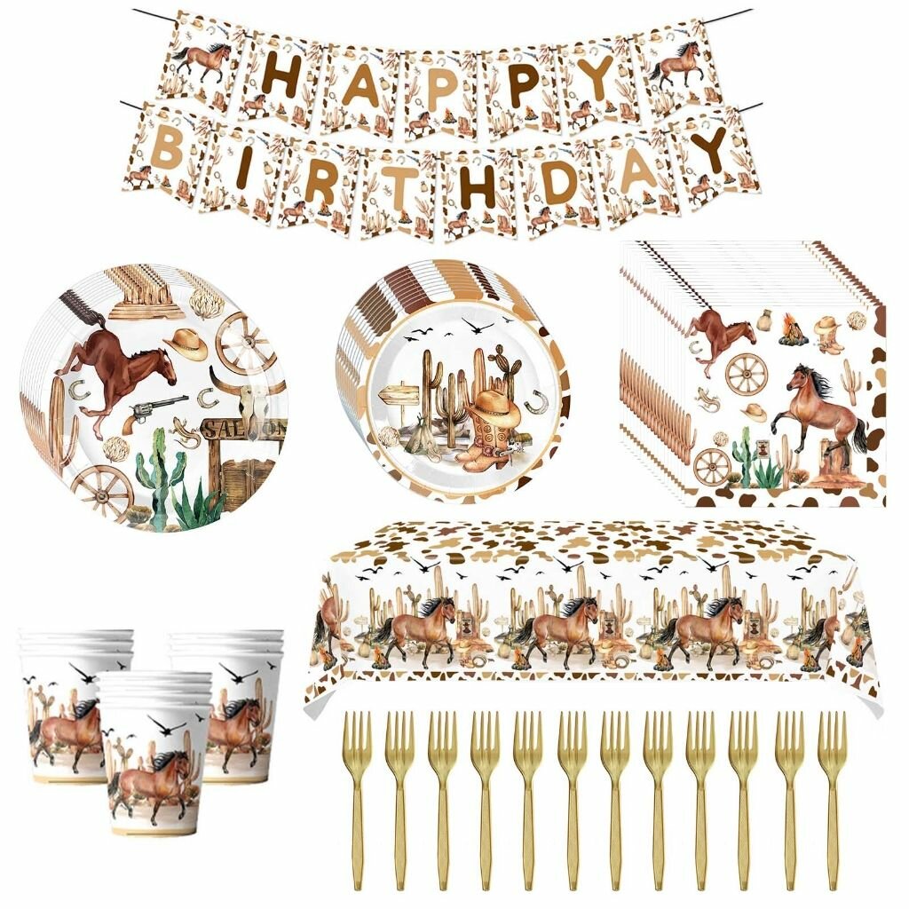 Набор Посуды для Ковбойской Вечеринки на Западных Скачках