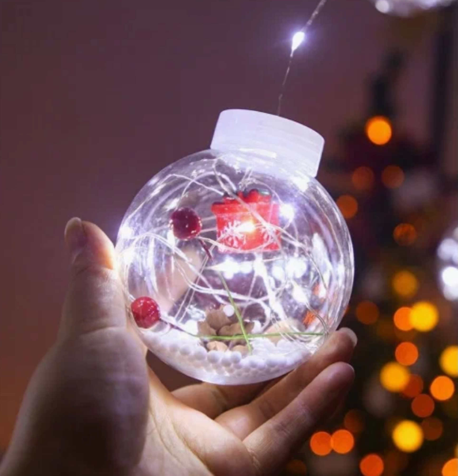 Новогодняя гирлянда - Карниз/ бахрома "Шары с подарками", 10 LED, белая, 3 м, 8 режимов, соединяемая