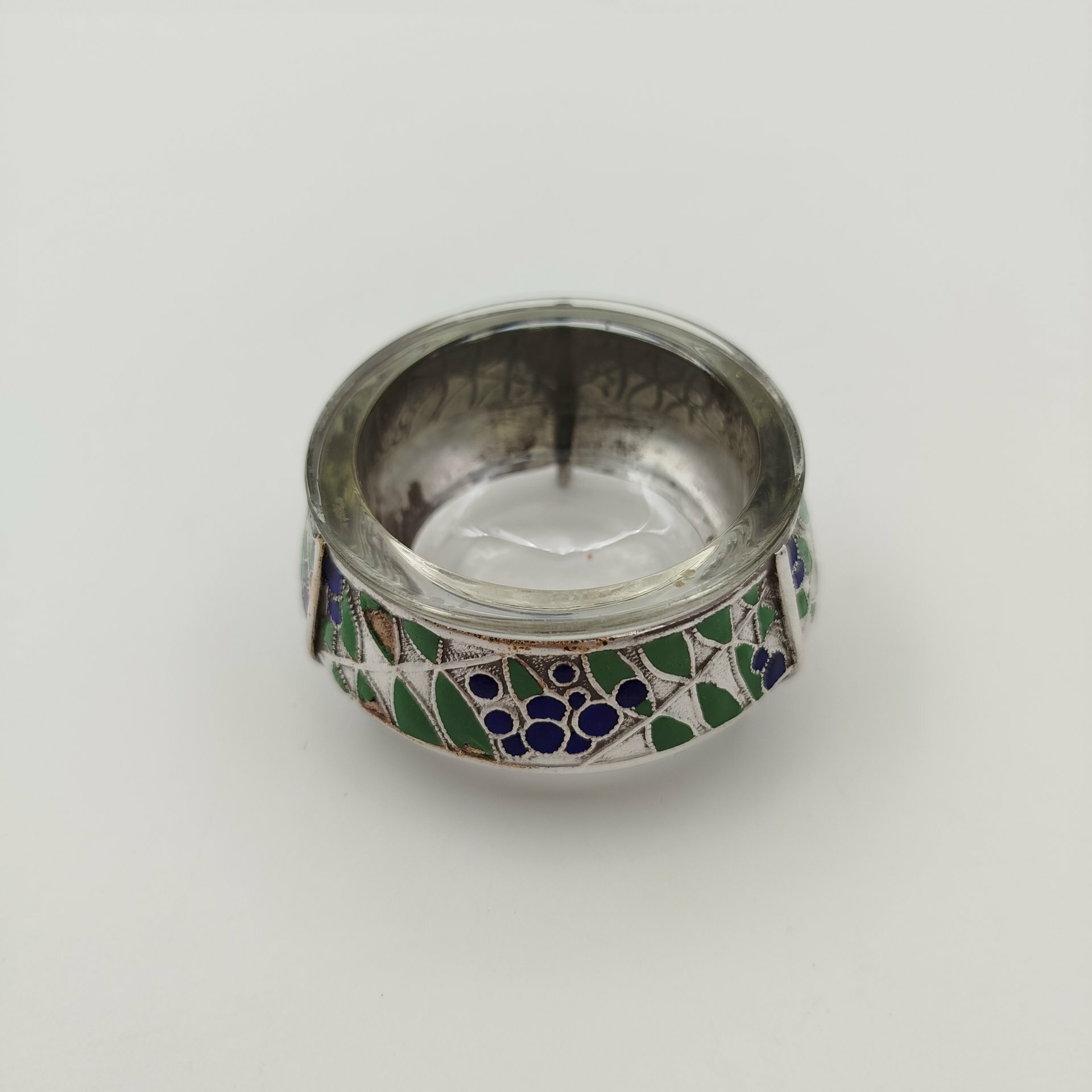 Солонка "Рябинка", металл, стекло, эмали