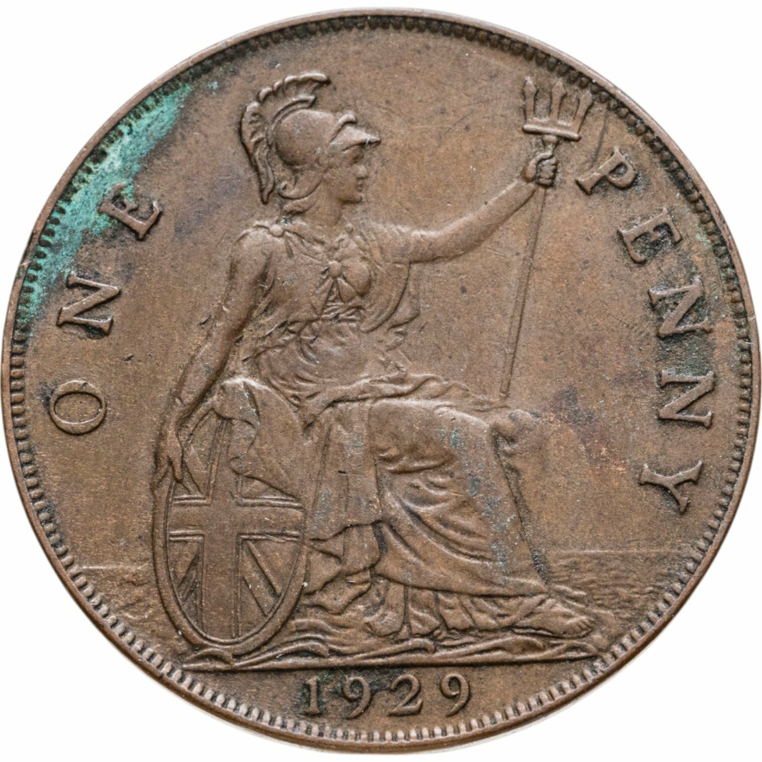 Великобритания 1 пенни penny 1929, Бронза, в сохранности VF