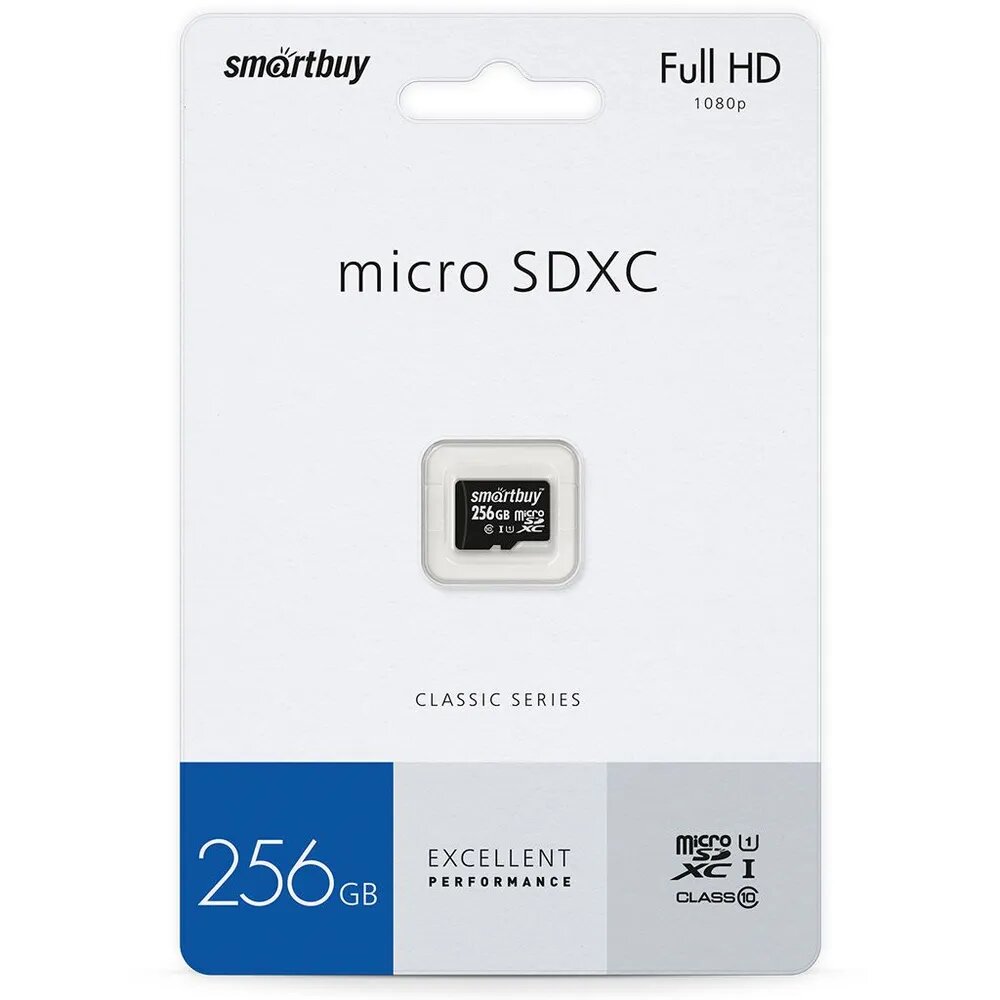 Карта памяти SmartBuy microSDXC 256 ГБ Class 10, UHS-I U1, R/W 90/67 МБ/с