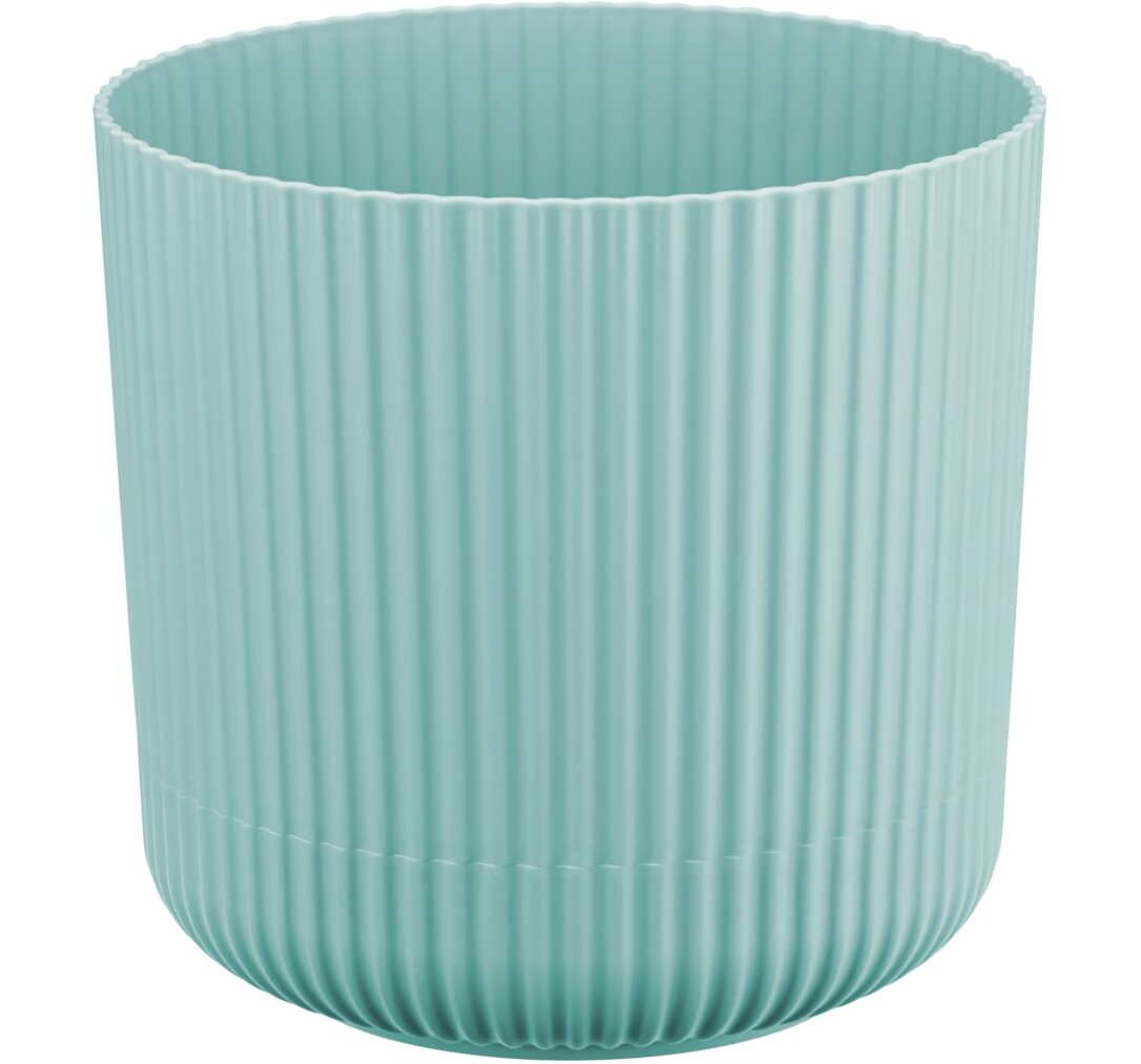 Кашпо пластиковое 'Вельвет' D18см, 3.6л, цвет морская волна, с поддоном