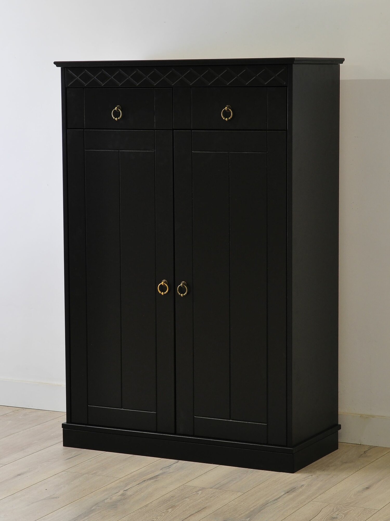 Тумба, 79х37х119, Индра, комод для одежды, в прихожую, с ящиками, черный, Dipriz