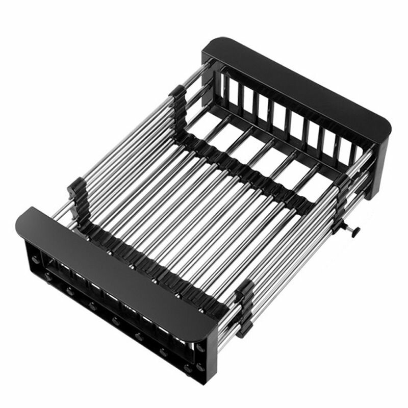 Ситечко над раковиной, выдвижная конструкция из нержавеющей стали, прочная несущая раковина, дуршлаг для посуды, фруктов, овощей, большой черный