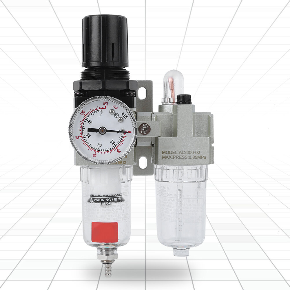 Сепаратор воздуха, масла и воды DualUnit Корпус из алюминиевого сплава Железная чашка Защитная крышка Манометр