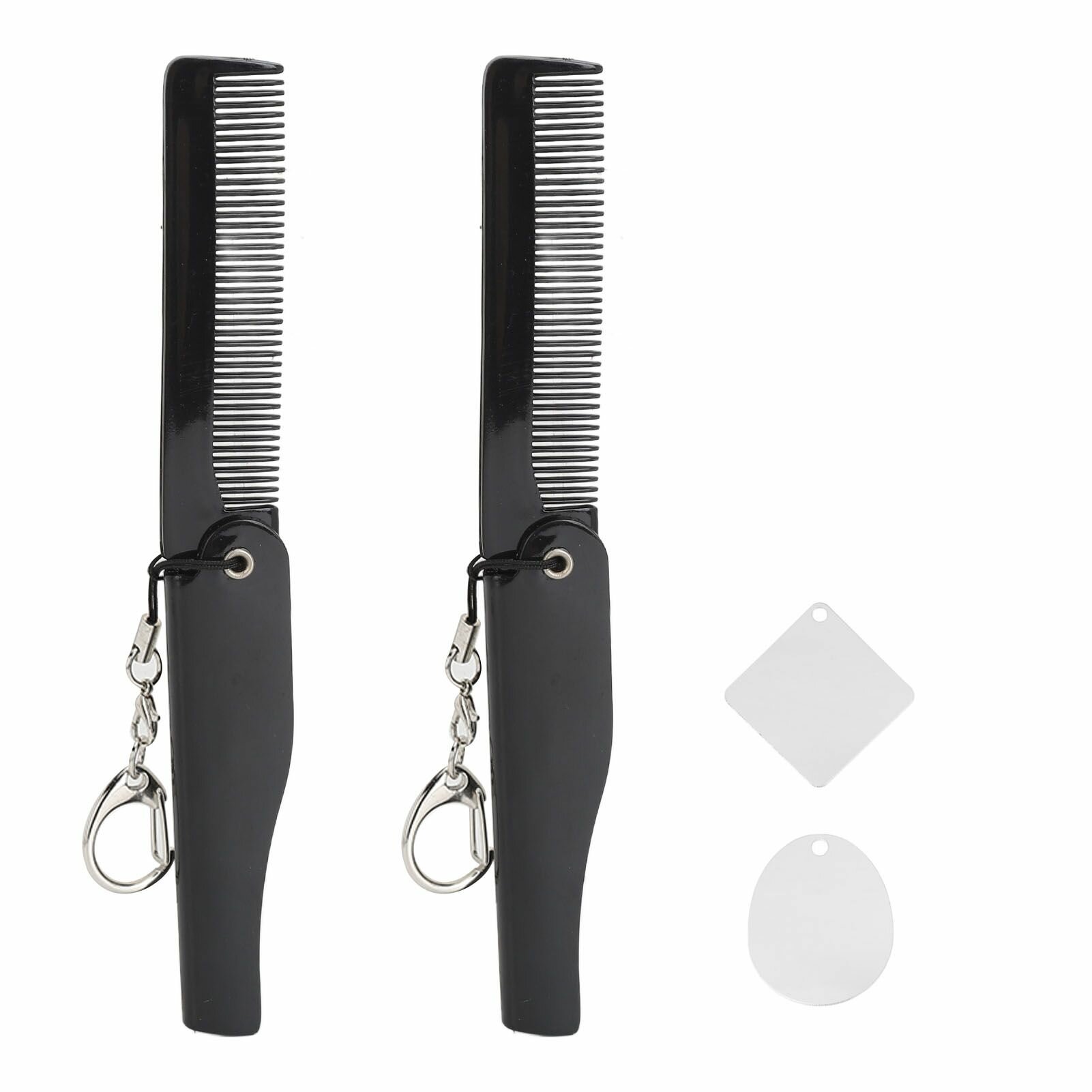 Складная расческа для волос и бороды для мужчин с ключницей и акриловым зеркалом, антистатическая, портативная