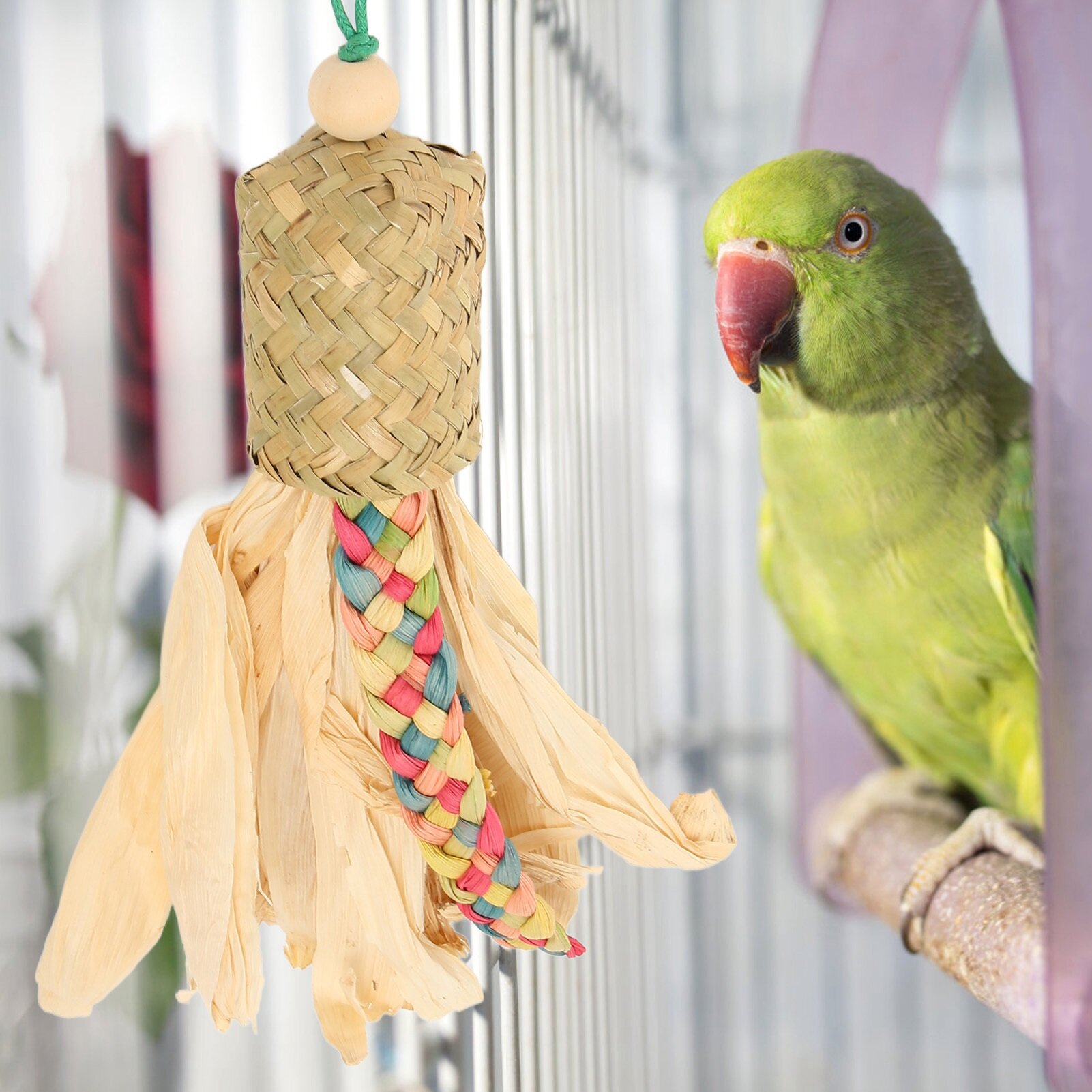 Игрушки для попугаев, жевательные игрушки из пальмовых листьев, кусающие игрушки, устойчивые к укусам, уменьшающие скуку, подвесные жевательные игрушки для птиц