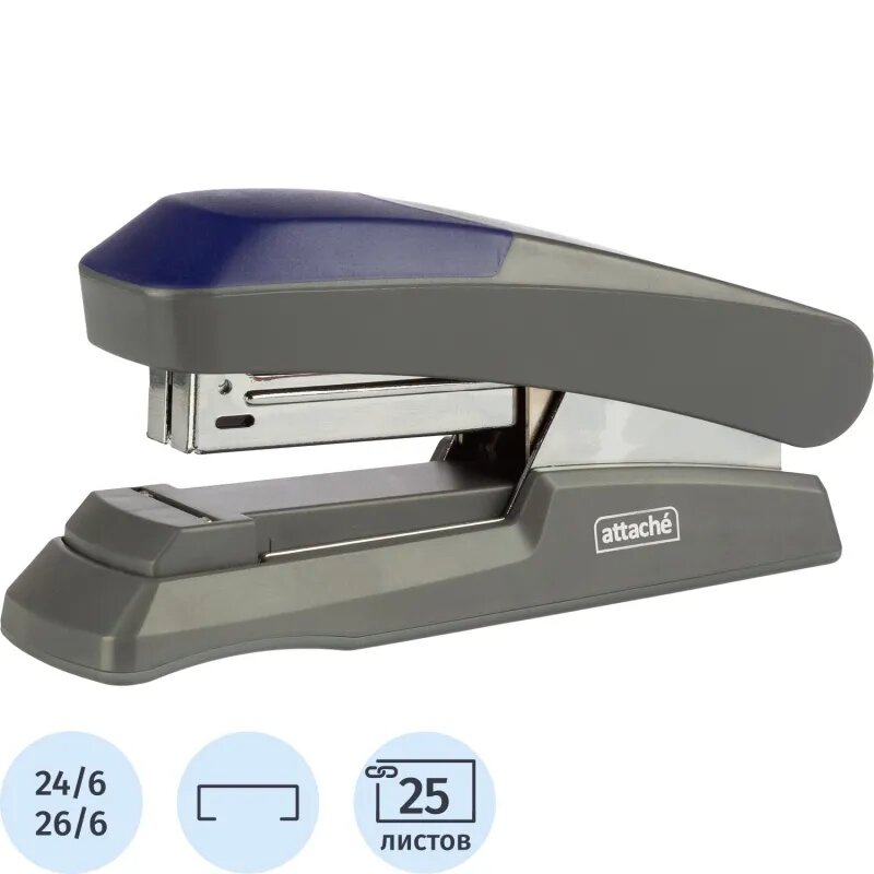 Степлер Attache Motion (№24/6) до 25 лис, энергосберегающий, пластик, серый 1866801 3702